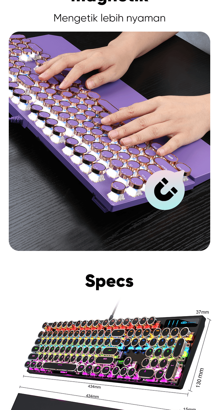 Magegee Mechanical Keyboard Gaming Wired 100% Layout LED Light Blue ...