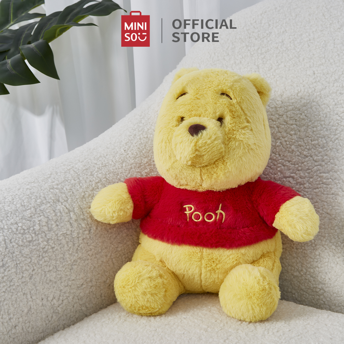 MERAH MINISO x Disney Winnie the Pooh Plush Doll Sitting Cute Bear Doll ...