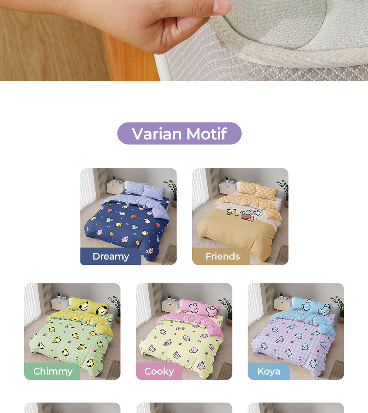 Kintakun BT21 minini Fitted Bed Sheet 160 x 200 Queen KOYA RJ SHOOKY ...