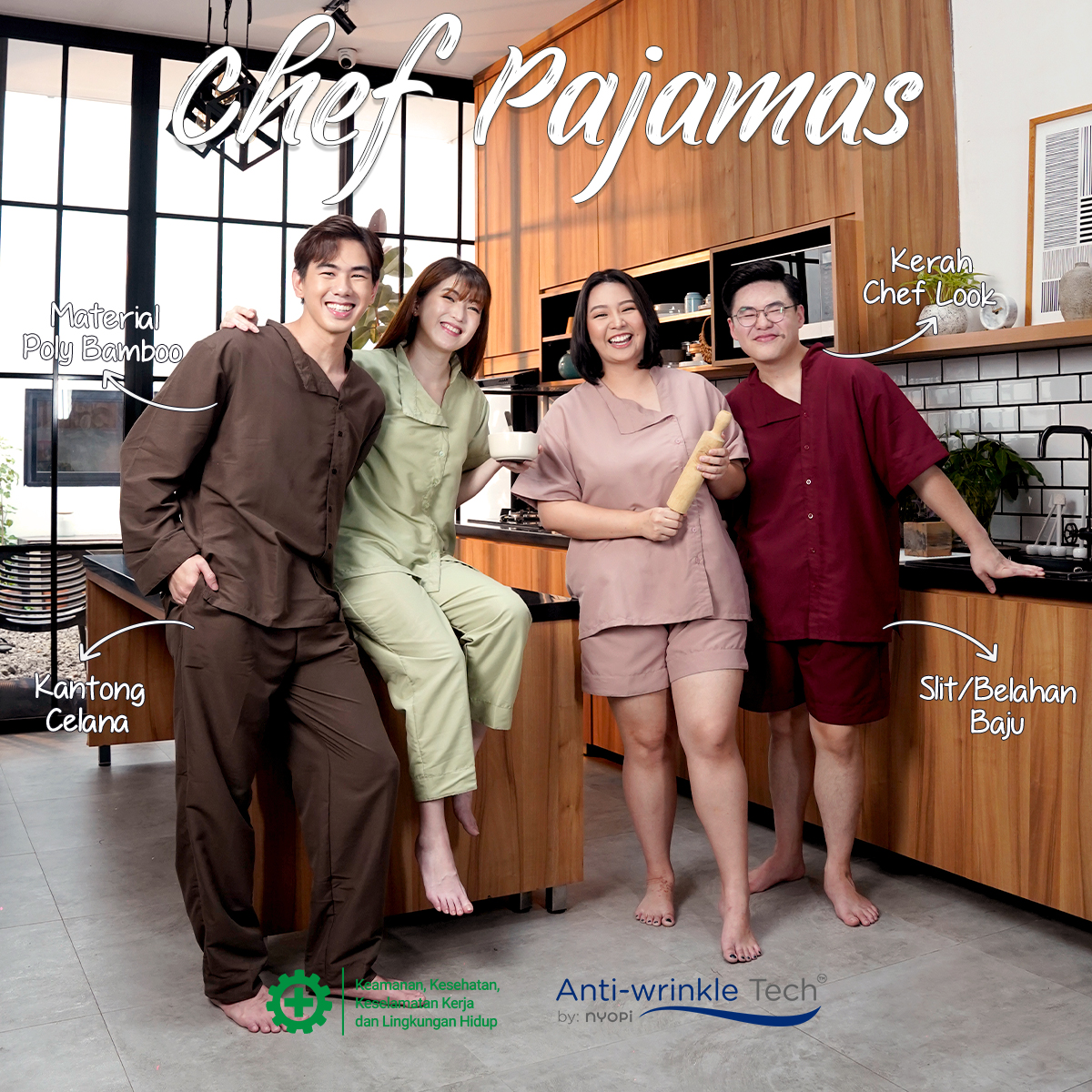 Chef Pajamas Nyonya Pajamas X Devy Anastasia Men's Shorts Set ok Shirt ...