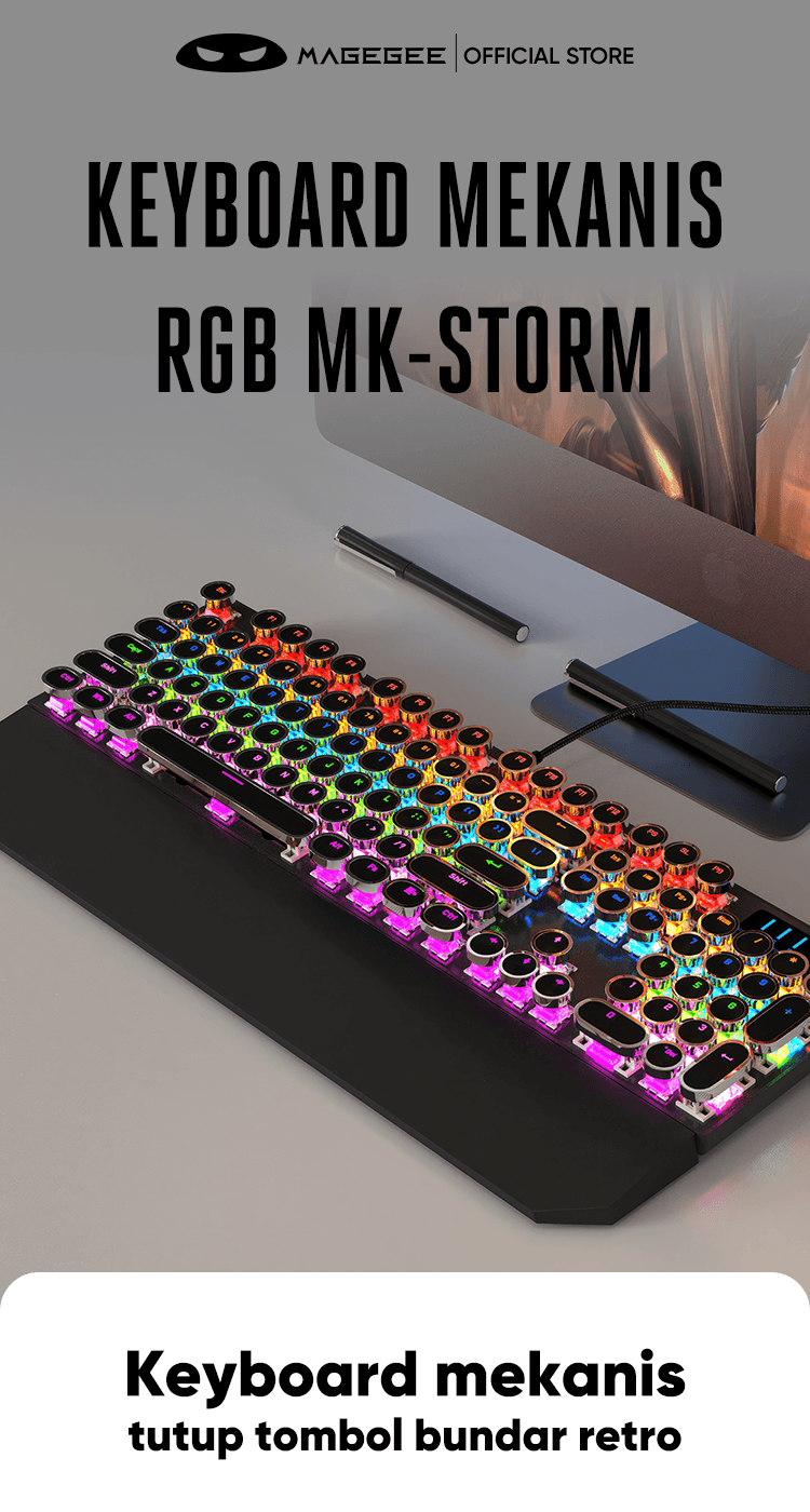 Magegee Mechanical Keyboard Gaming Wired 100% Layout LED Light Blue ...