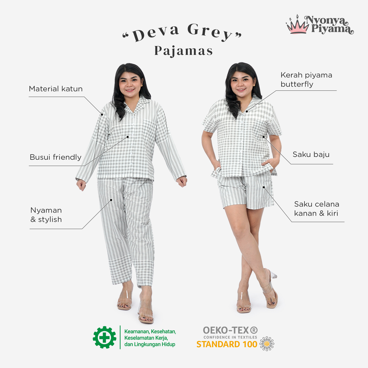 KATUN Mrs Comfy Couple Cotton Pajamas Set (Deva Grey) | Shopee Philippines
