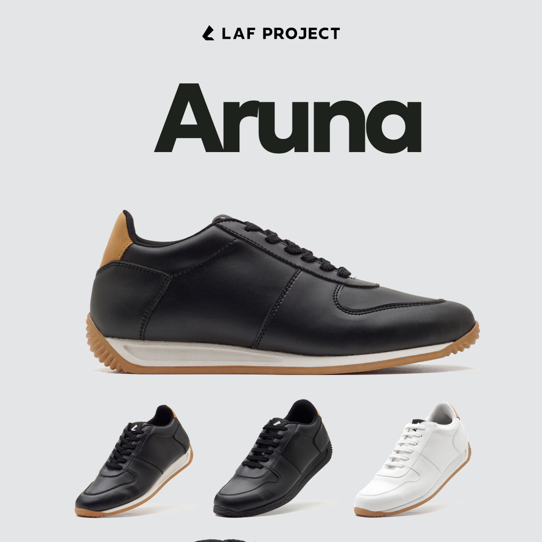 PUTIH HITAM Cool Plain Black and White Office Work Casual Men's Sneakers Aruna LAF Project ...