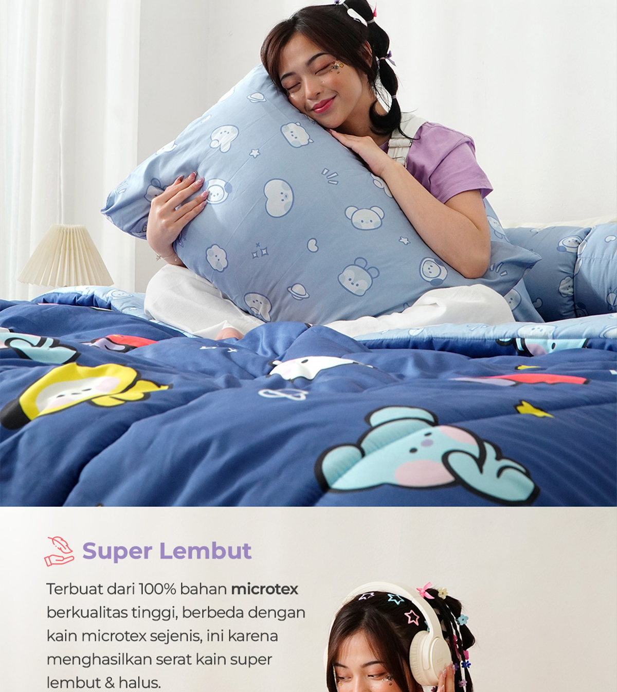 Kintakun BT21 minini Fitted Bed Sheet 160 x 200 Queen KOYA RJ SHOOKY ...
