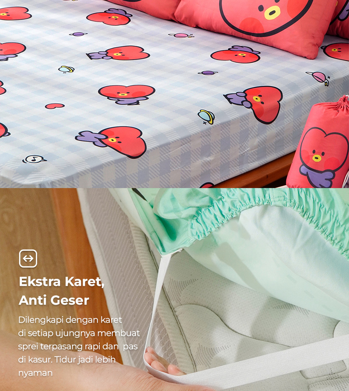 Kintakun BT21 minini Fitted Bed Sheet 180 x 200 King KOYA RJ SHOOTY ...