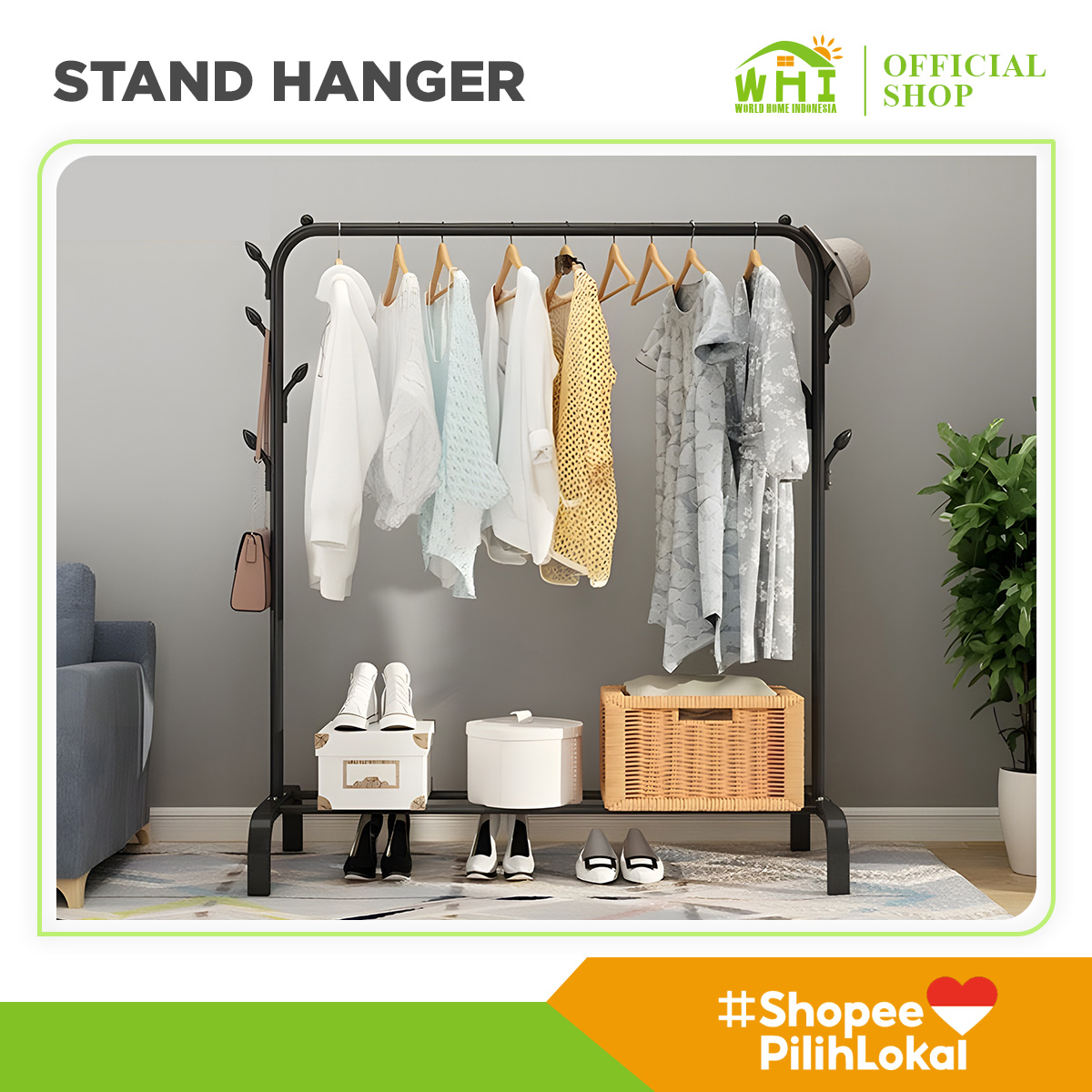 World Home Minimalist Single Stand Hanger Korean Design Multifunctional ...