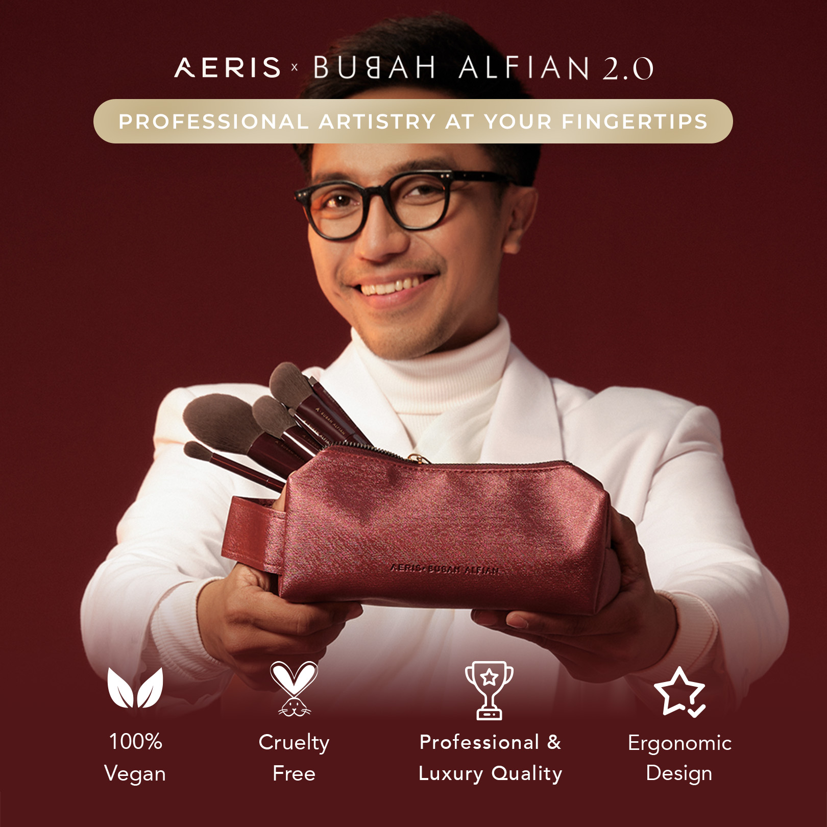 Aeris Beauté x Bubah Alfian 2.0 Merlot Brush Set | 12 Sets | Shopee ...