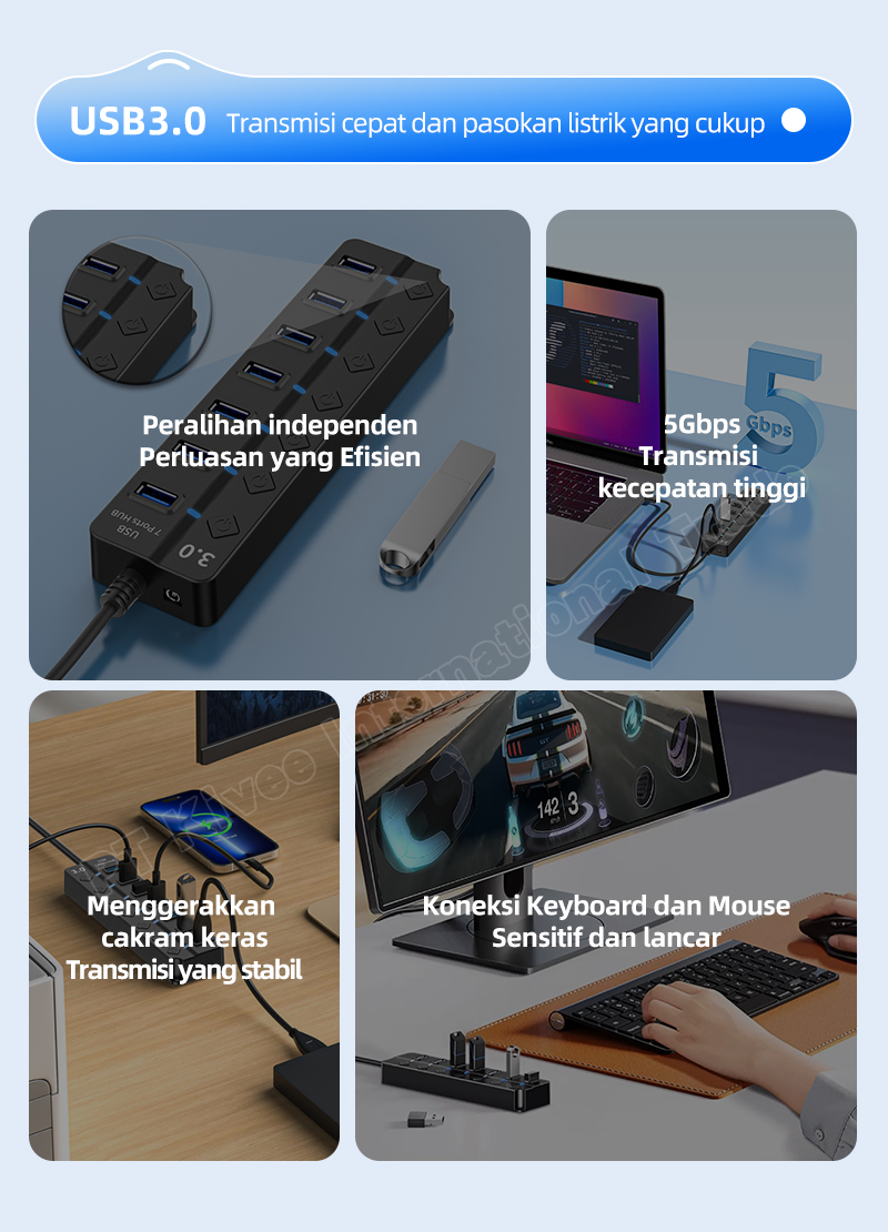 Aston USB Hub 3.0 Power Adapter 4 /7 Port USB Port Laptop USB Cable ...