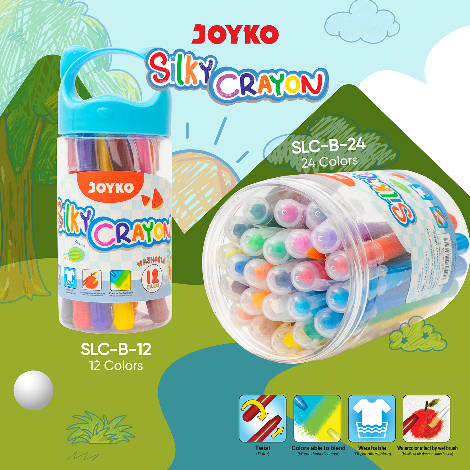 Silky Crayon Smooth Crayon Joyko SLC-B Colors | Shopee Philippines