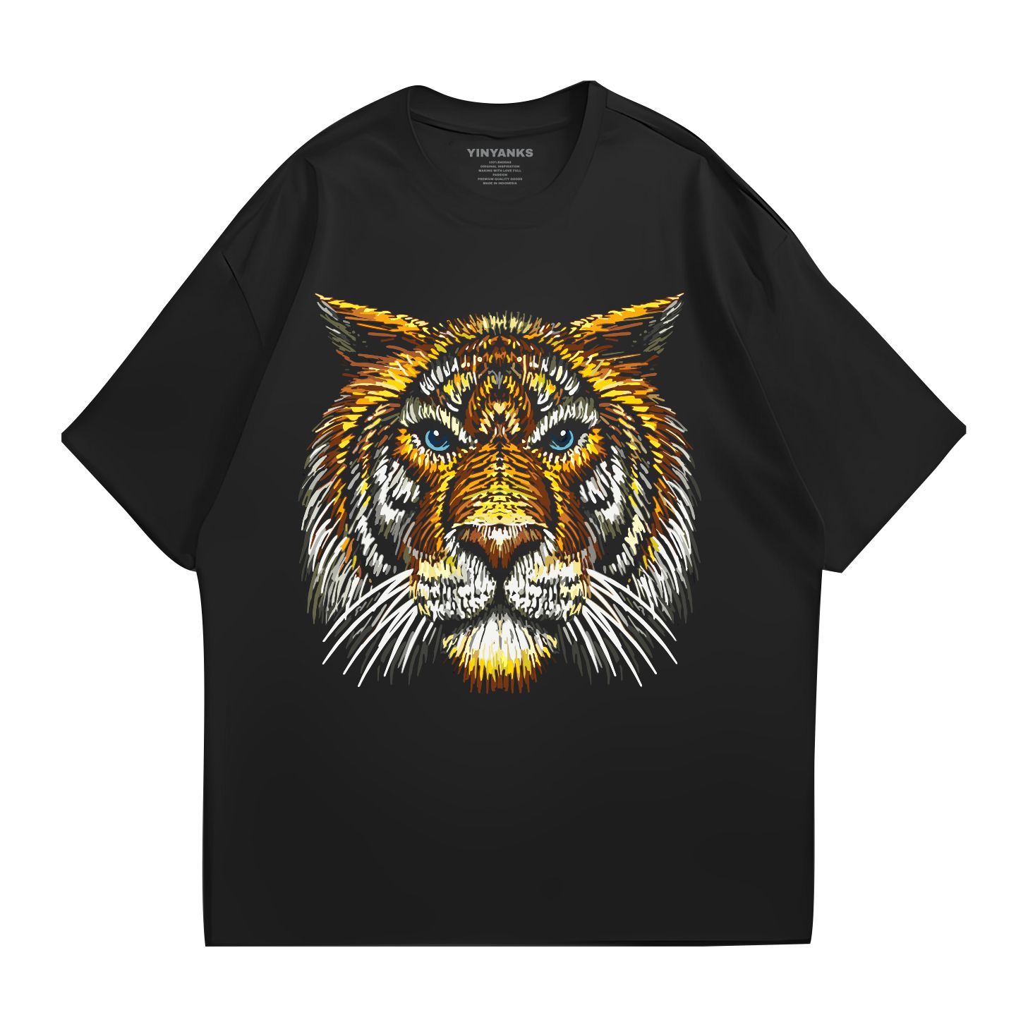 Yinyanks T-Shirt Ynyk Yelow Tiger head black T-Shirt for men and women ...
