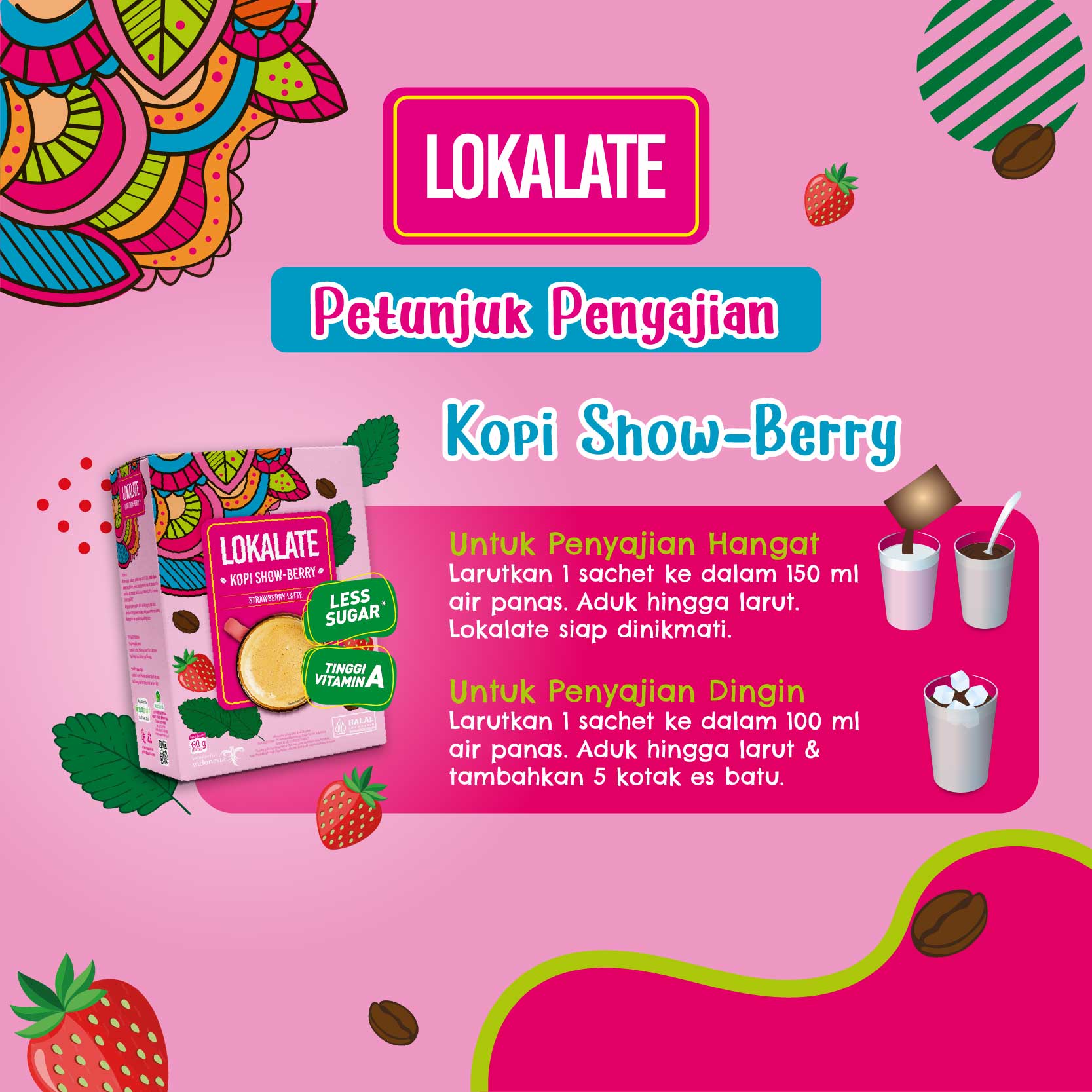 Lokalate Showberry Coffee 4 Sachets - Vitamin A Strawberry Flavored ...