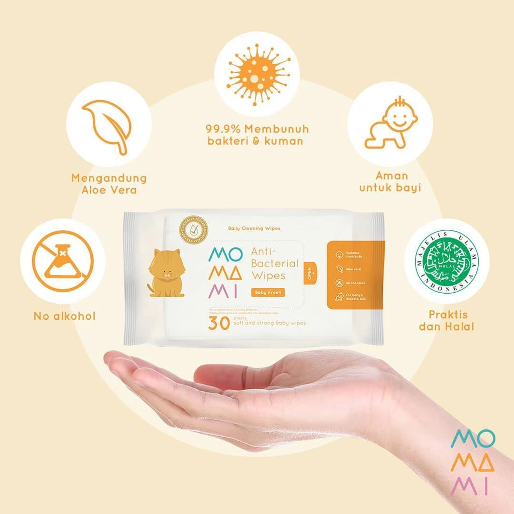 Momami Bundle Baby Wipes - Tooth Gum 30S + Saline 30S/Tooth Gum 30S ...