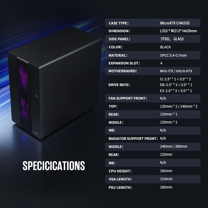 GAMEN GCS120 Transparent Gaming Computer Case Tempered Glass Up to 3 ...