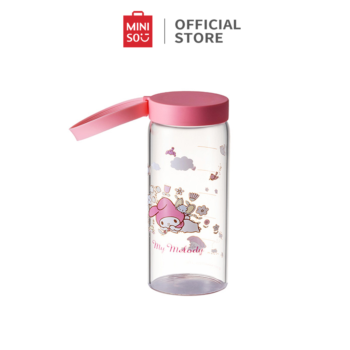 Miniso Sanrio characters High Borosilicate Glass Bottle with Handle ...