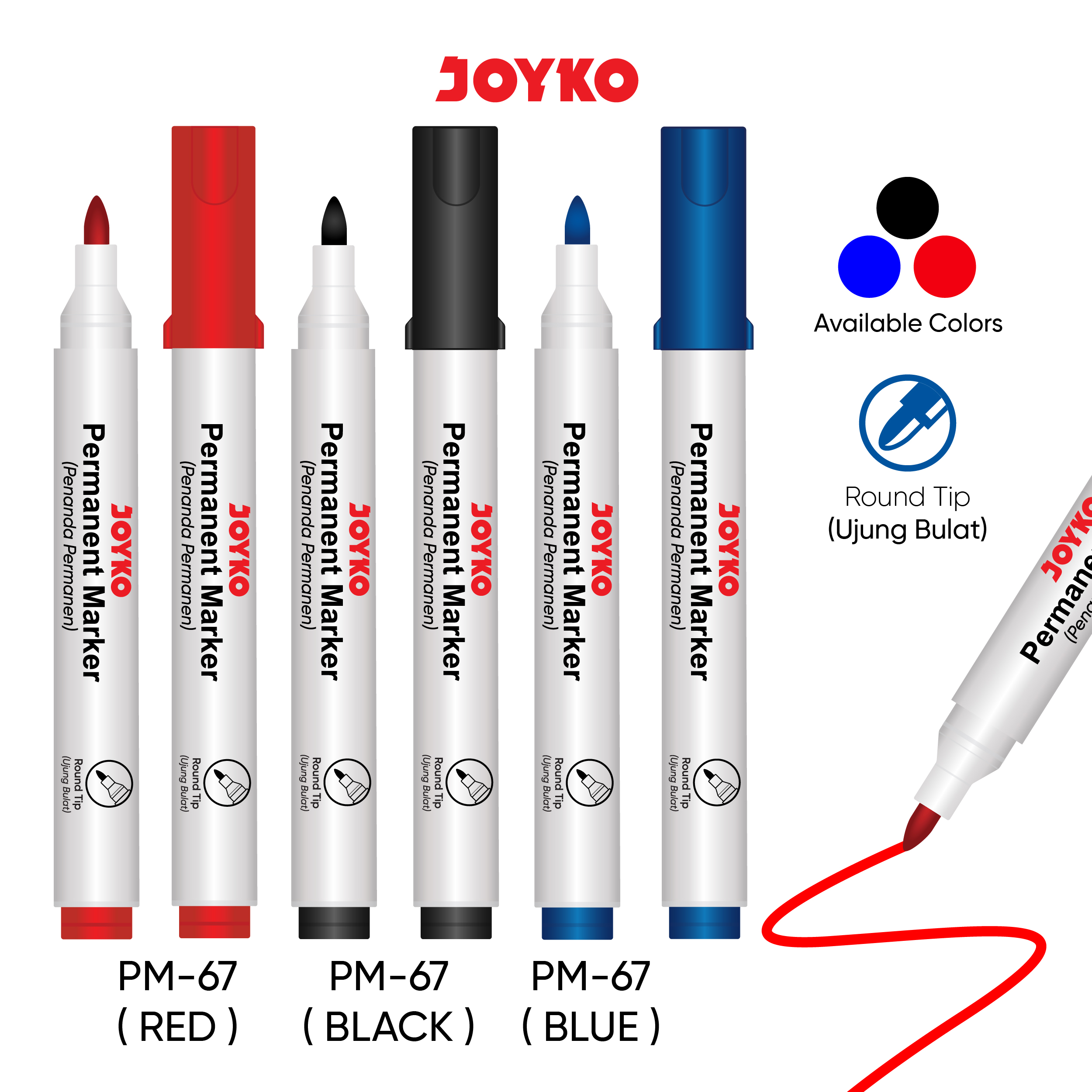 JOYKO Permanent Marker Round Tip Permanent Marker PM-67 | Shopee ...