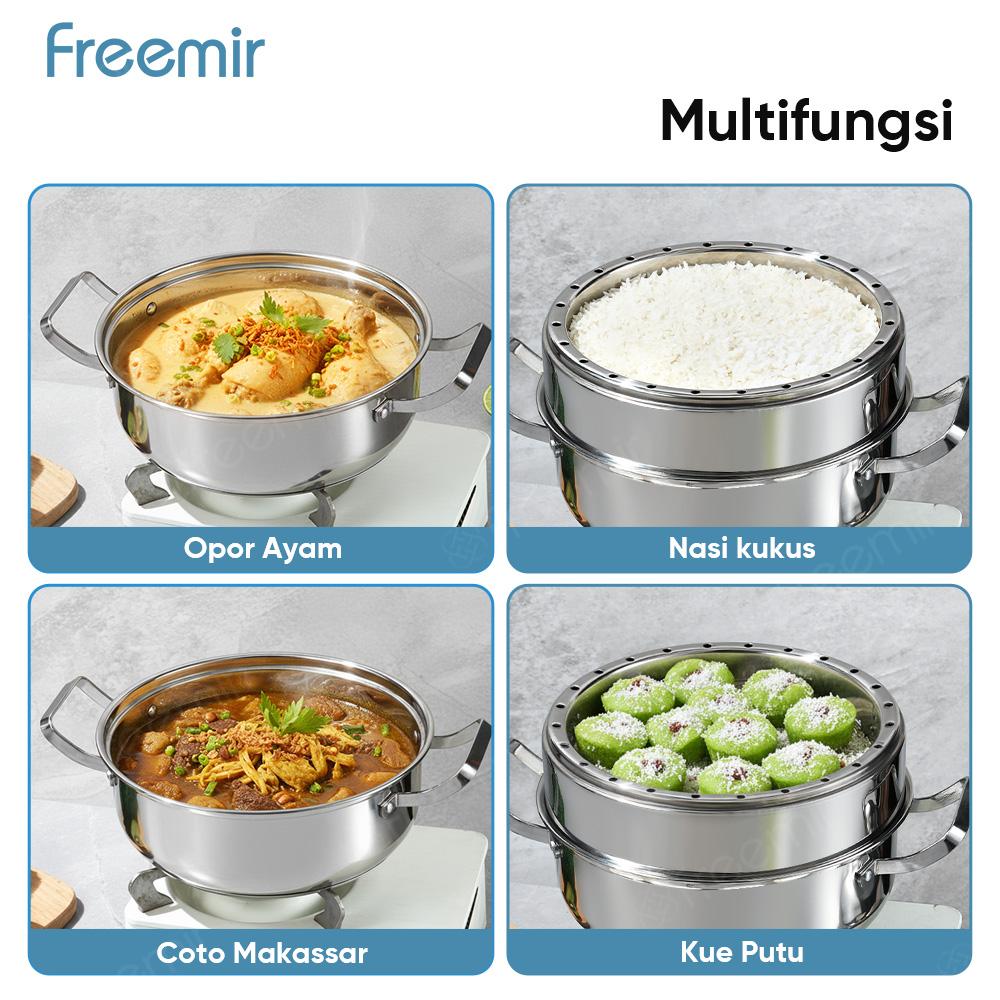 Freemir electric Rice Steamer SUS 304 Stainless Steel 26cm Glass Lid ...