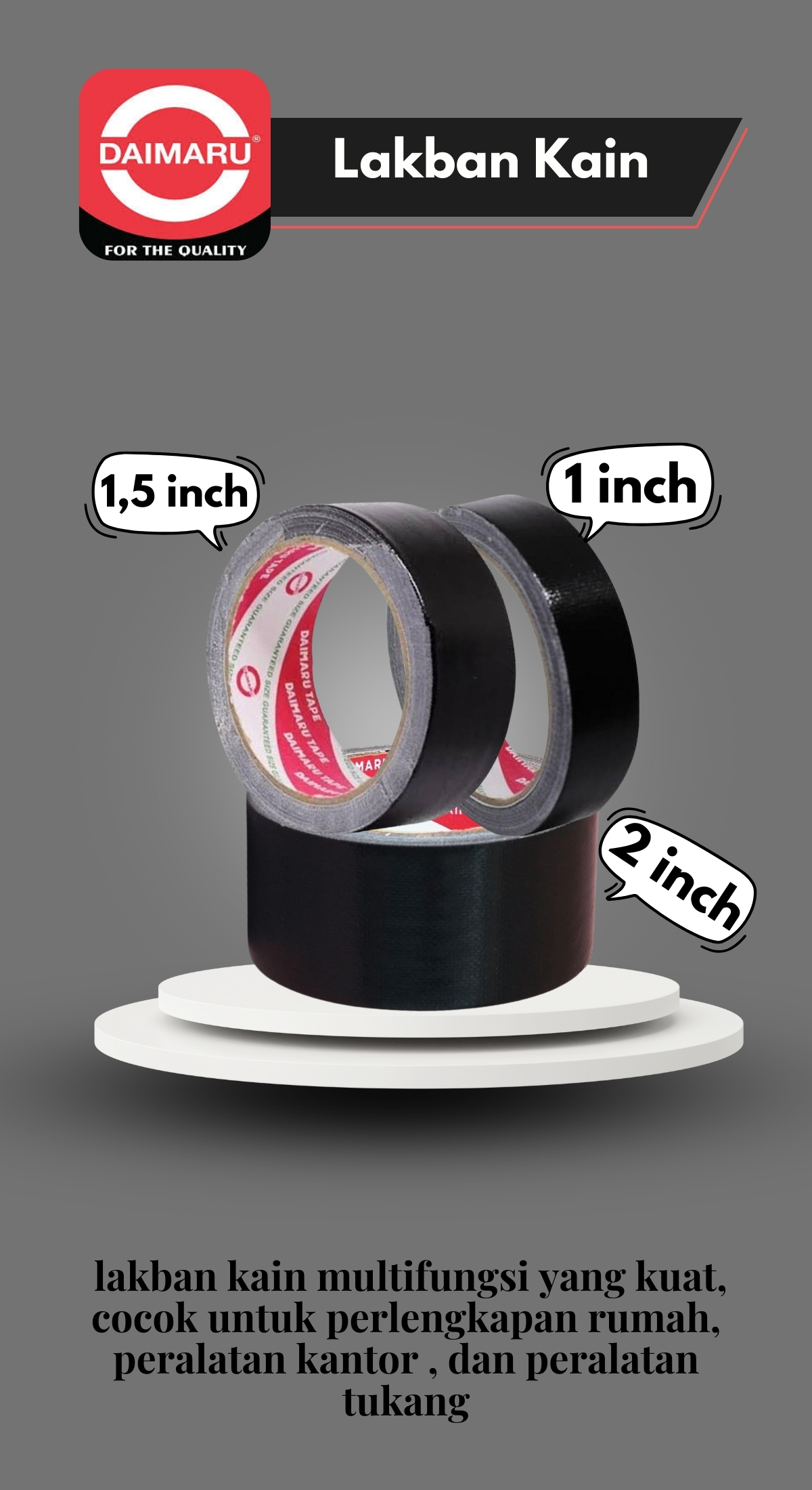 Daimaru Cloth Tape Black Cloth Tape 36mm x 12m / 1.5 Inch (4 Pcs ...