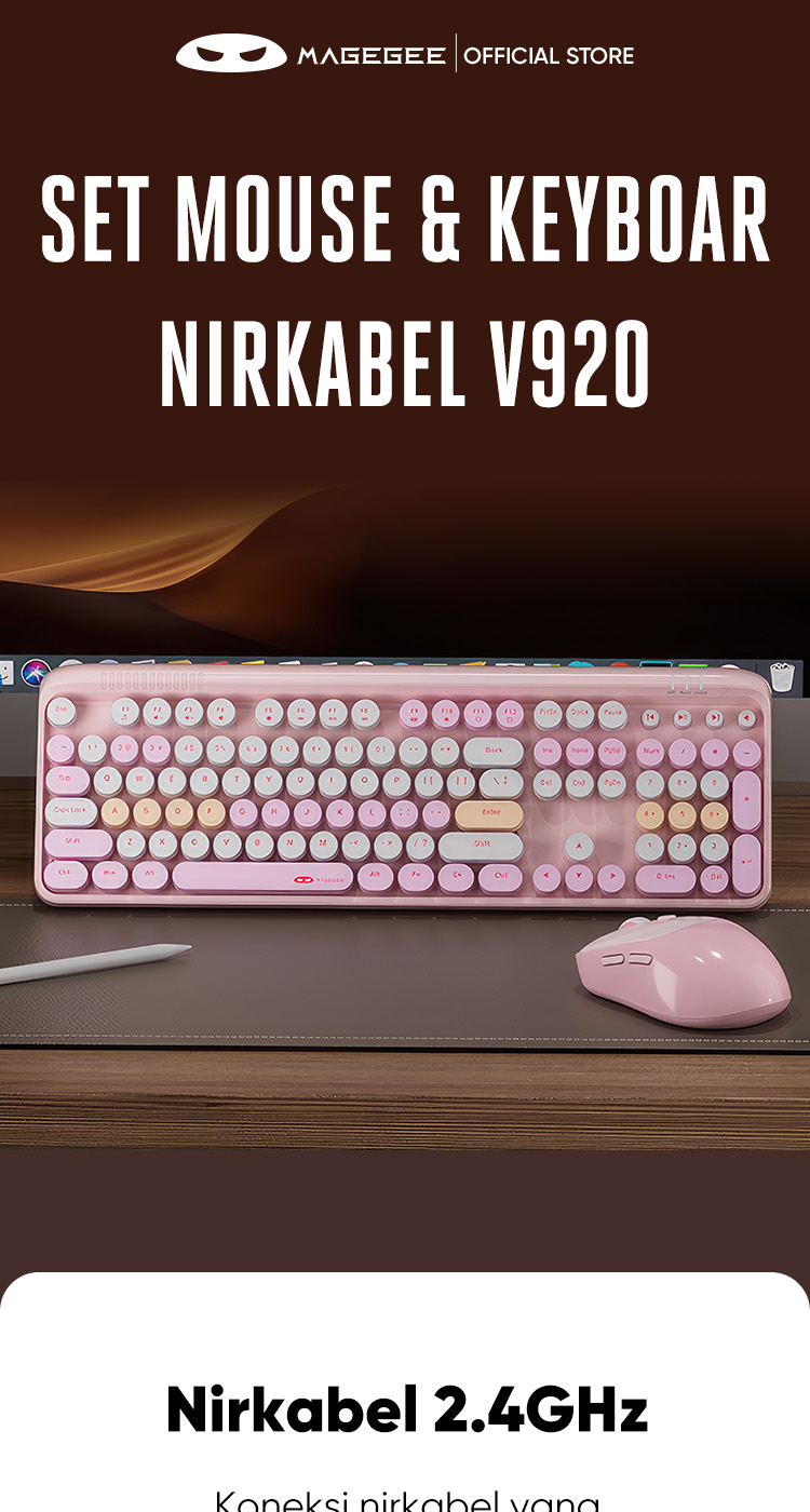 Magegee Wireless Keyboard and Mouse Set 2.4GHz 3 Level DPI Soft V920 ...