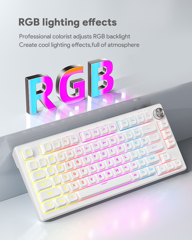 FURYCUBE IP75 Membrane Keyboard 75% Layout Knob Control RGB Gaming ...