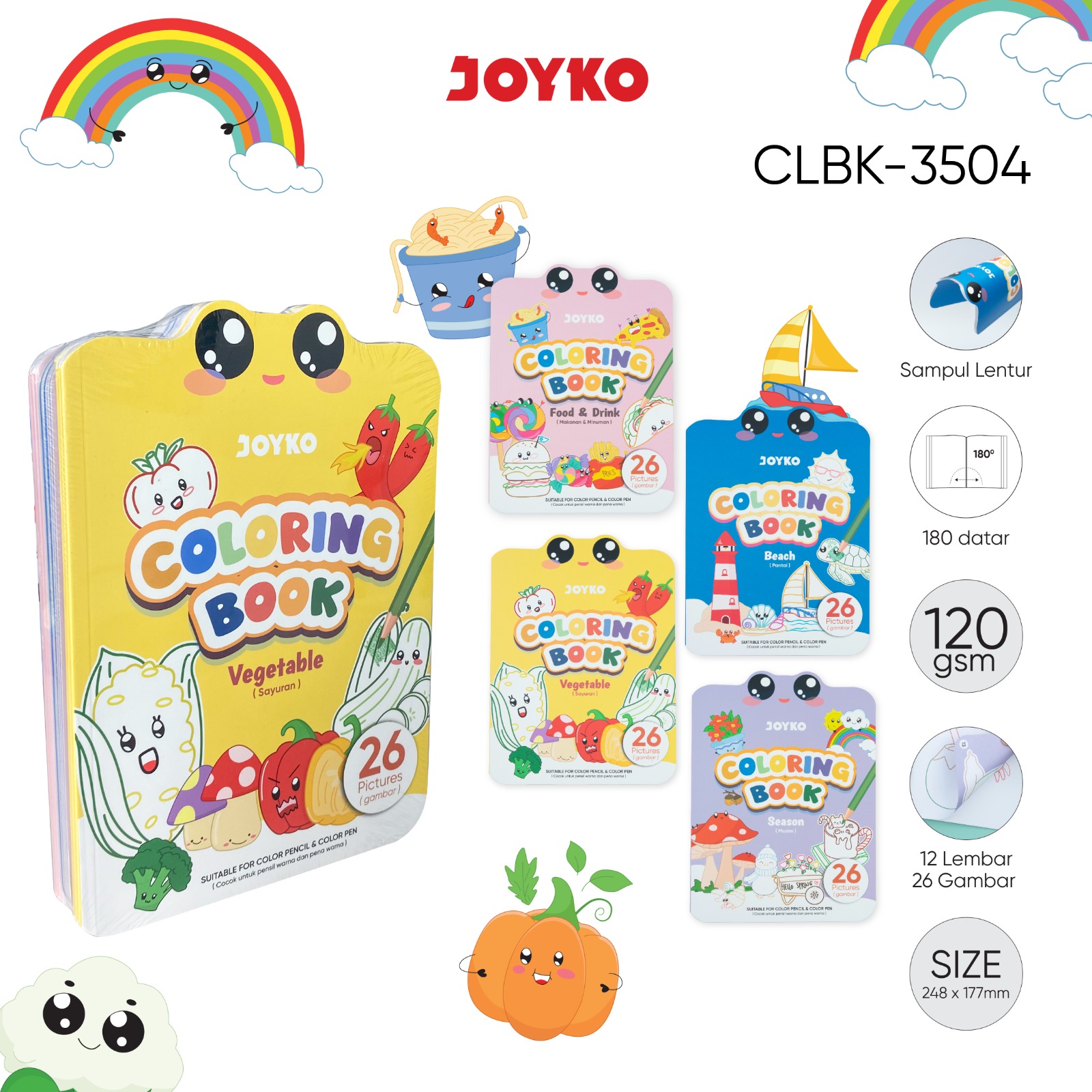 JOYKO Coloring Book 1 Pack CLBK-3504 Contents 12 Pcs | Shopee Philippines