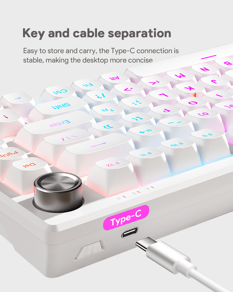 FURYCUBE IP75 Membrane Keyboard 75% Layout Knob Control RGB Gaming ...