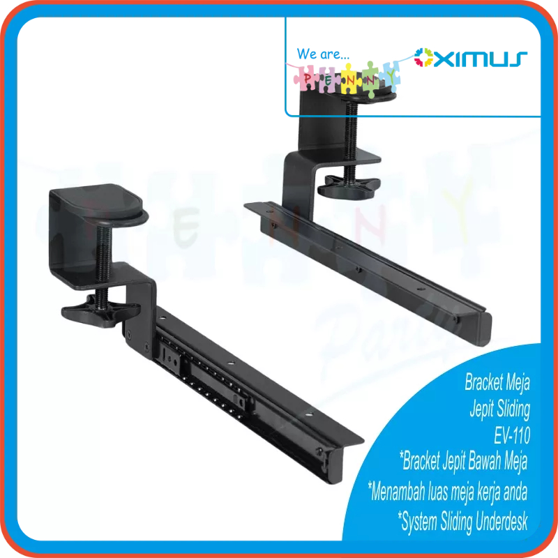 Sliding Desk Mount Underdesk Keyboard Rail Clamp Bracket Oximus EV110 ...