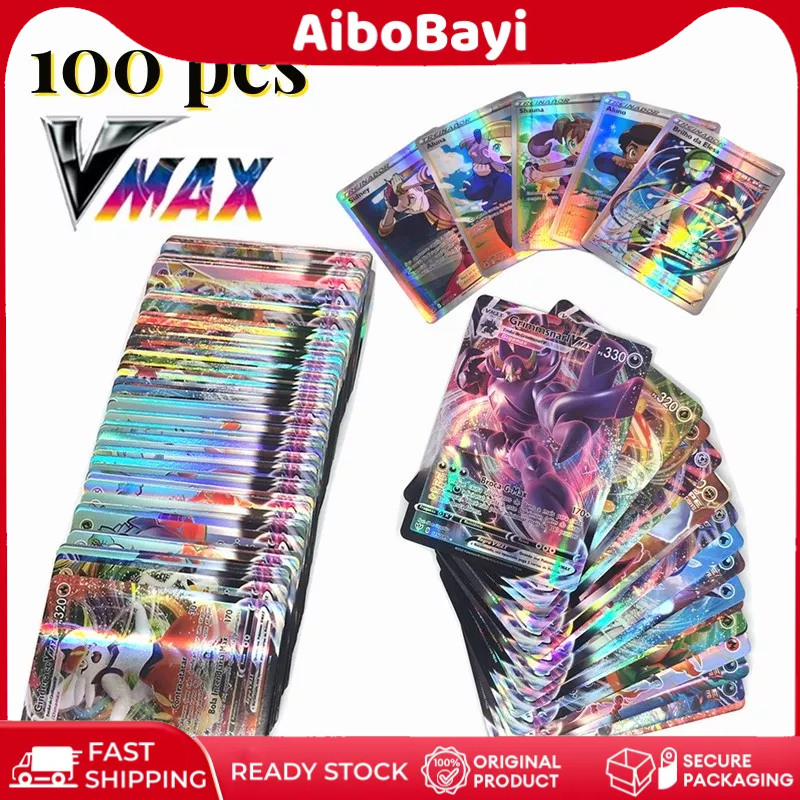 100pcs Pokemon Vmax Cards/Pokemon Cards TCG Vmax Mega EX GX/Pokemon ...