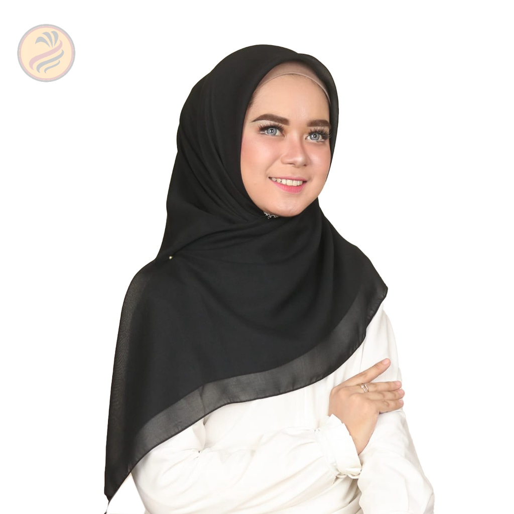 Bella SQUARE Rectangular Hijab with Neci Edges Size 110X110 cm | Shopee ...