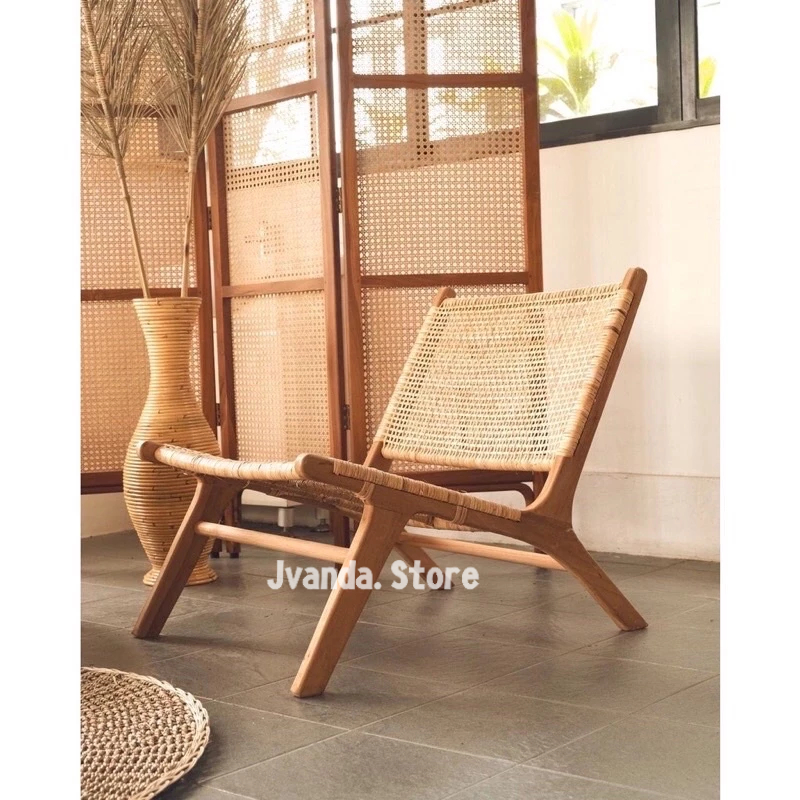 KAYU Original SOLID Teak Wood Lounge Chair Woven Rattan | Rattan Teak ...