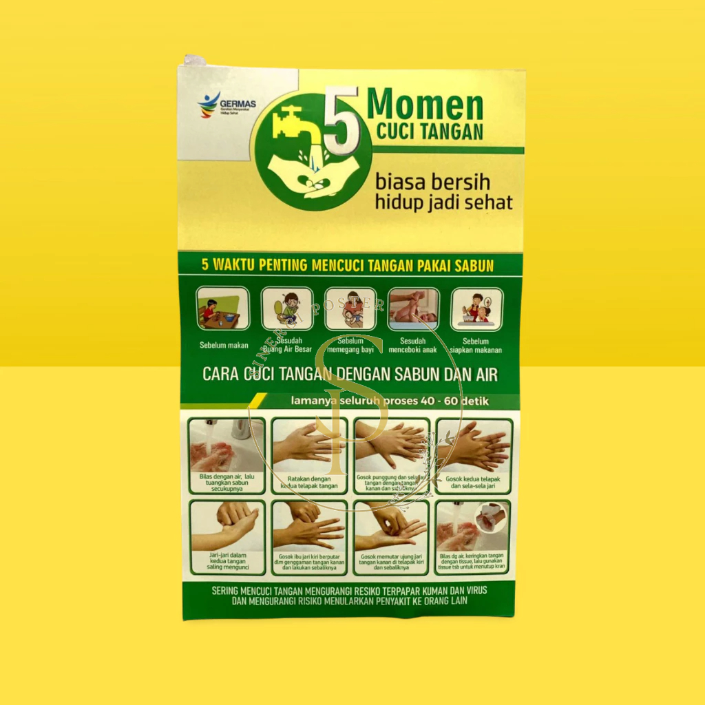 Household 5 Moments for Washing Your Hands Sticker 31x19 cm | Hand ...