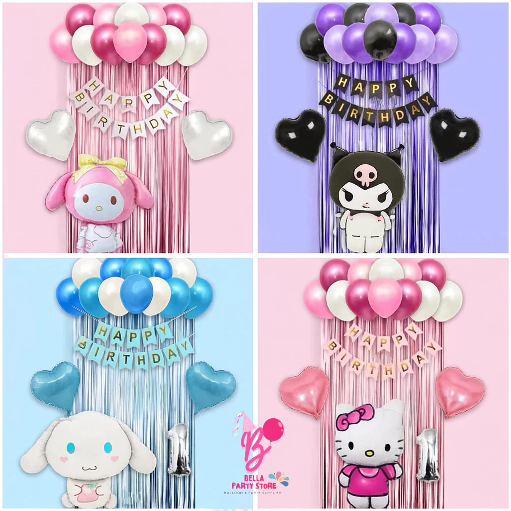 Theme birthday decoration package sanrio simple melody kuromi cinamonrol hello kitty pompompurin ...