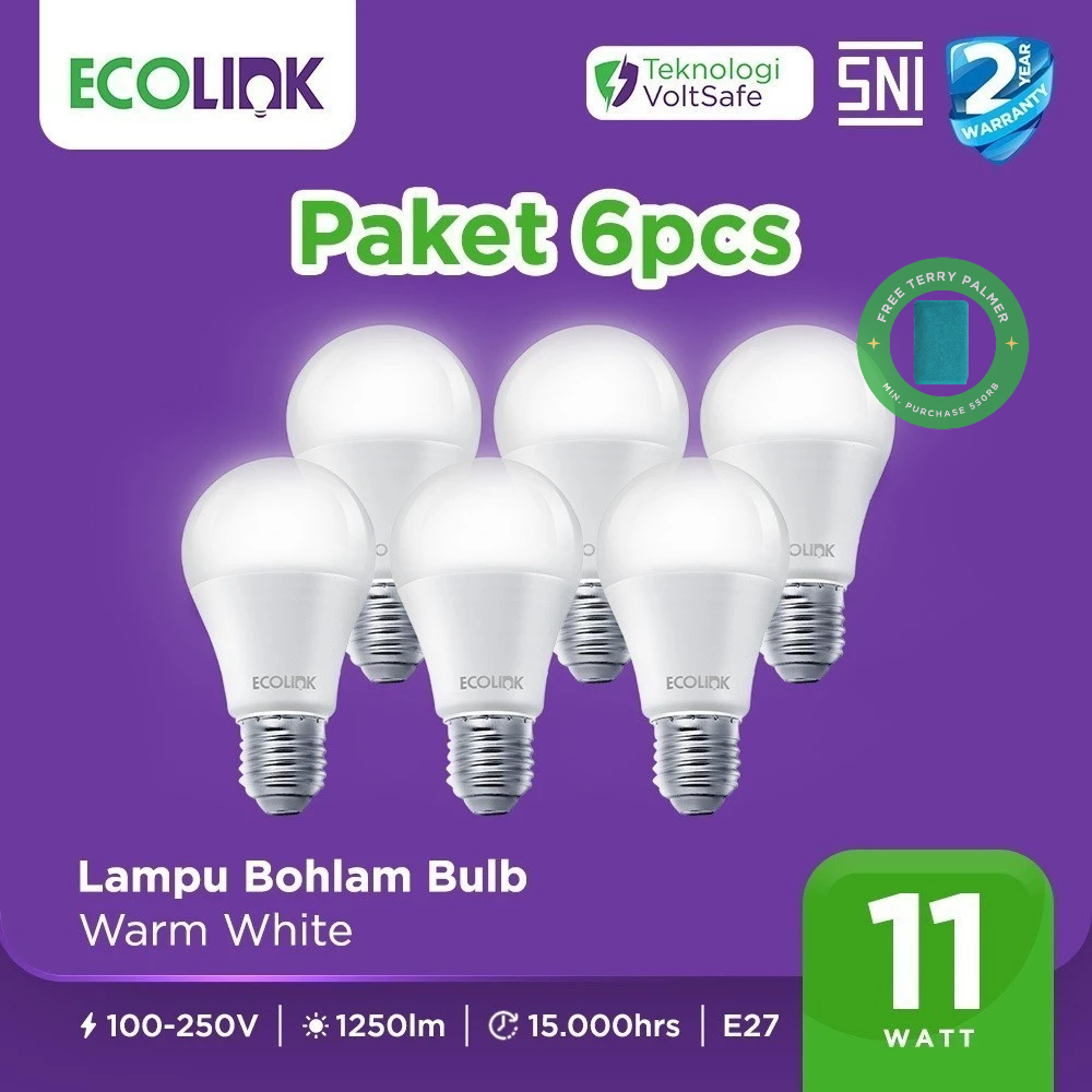Ecolink LED Bulb Warm White 11 Watt Light Bulb Package of 6Pcs | Shopee ...