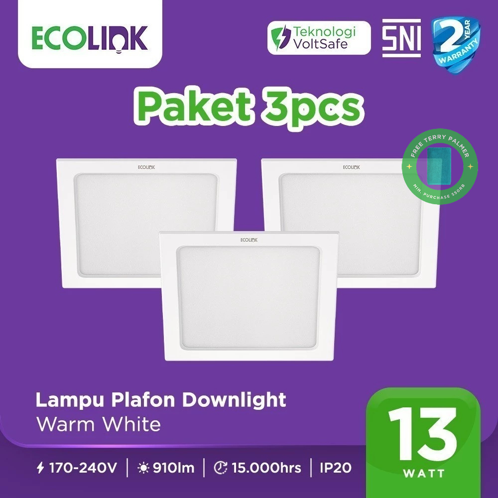 Ecolink Warm White LED Downlight Box Ceiling Lamp 13 Watt Package of ...