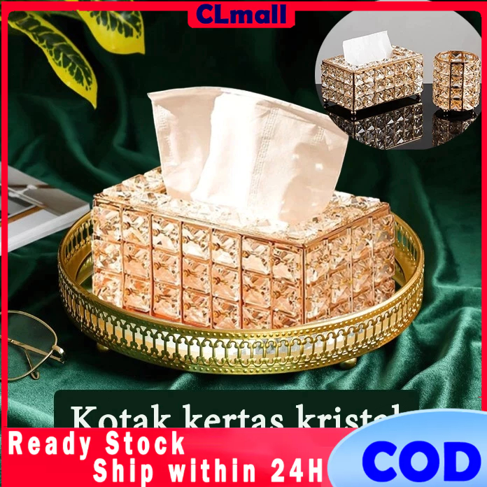 Nordic Style Tissue Box Aesthetic Gold Tissue Box Crystal Tissue Holder ...