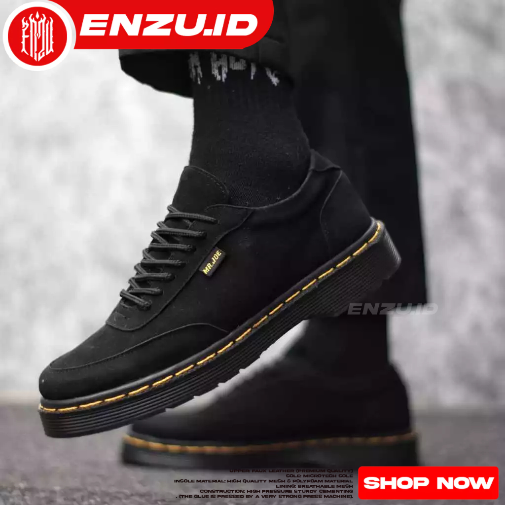 HITAM Docmart Formal Casual Suede Work Oxford Shoes for Men Black ...