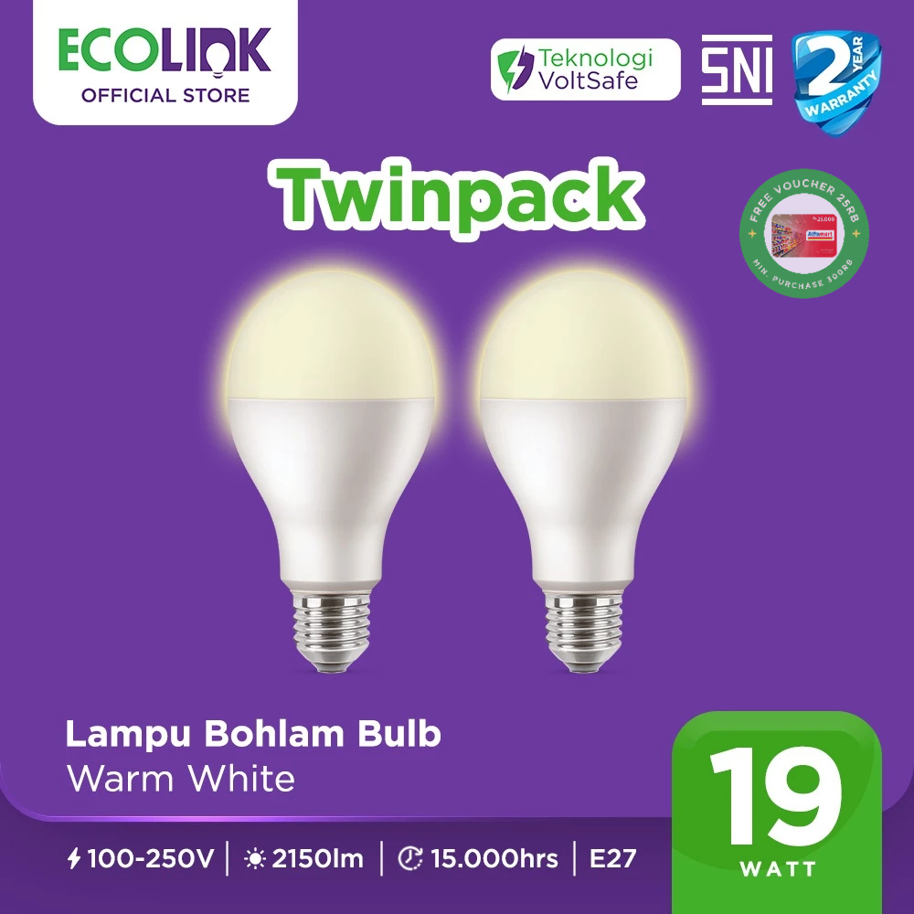 Ecolink LED Bulb Warm White 19 Watt Twinpack (2pcs) | Shopee Philippines