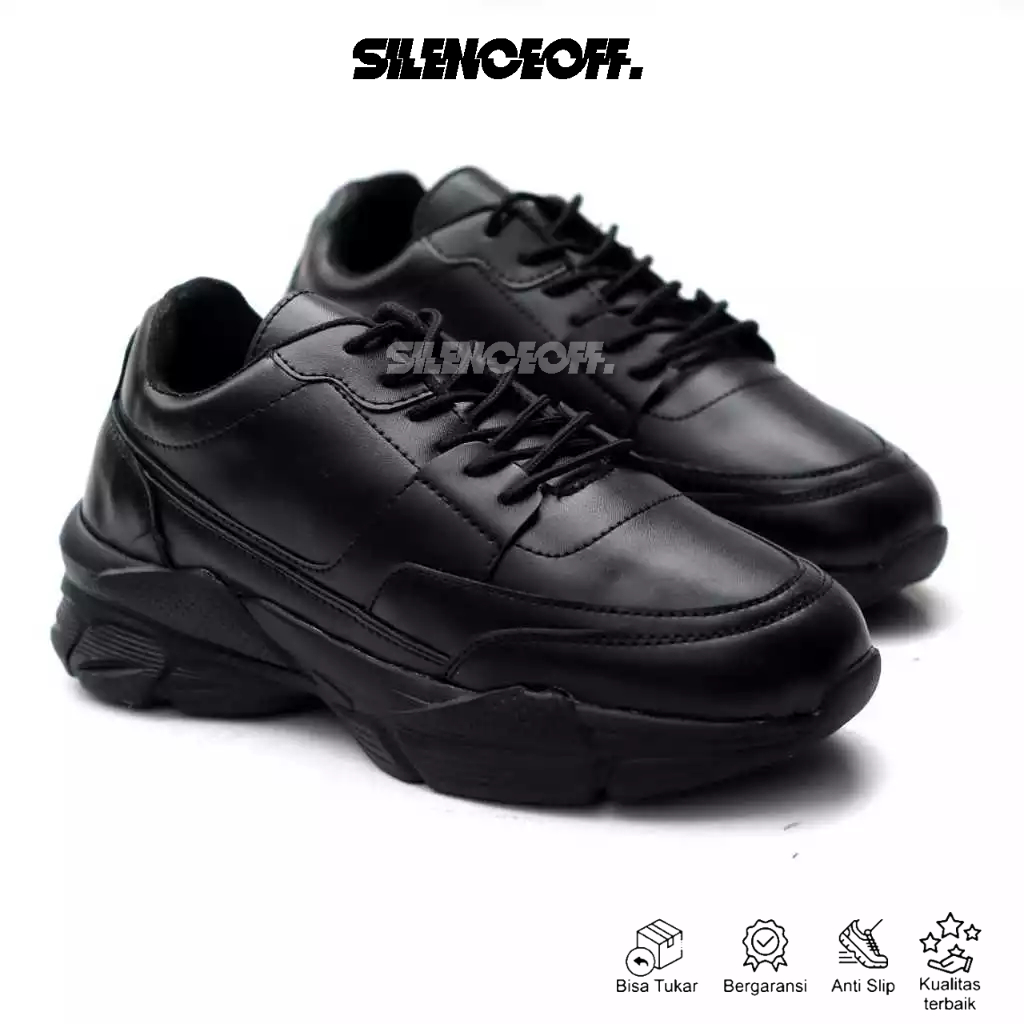 SILENCE OFF - Men's Casual Sneakers Full Black Men's Work Shoes ...