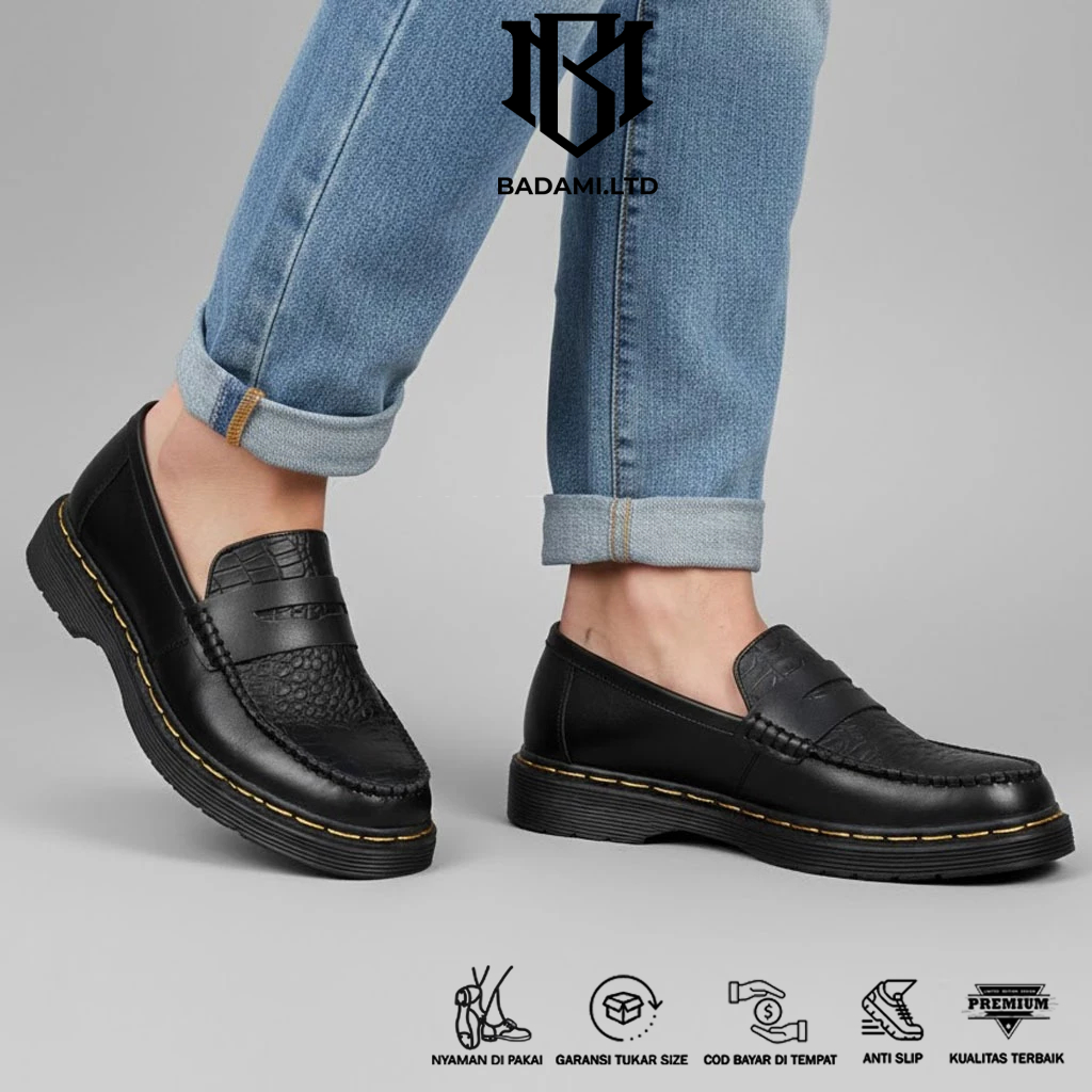 Docmart Men's Formal Slip-On Shoes Made of Genuine Leather - Non-Slip ...