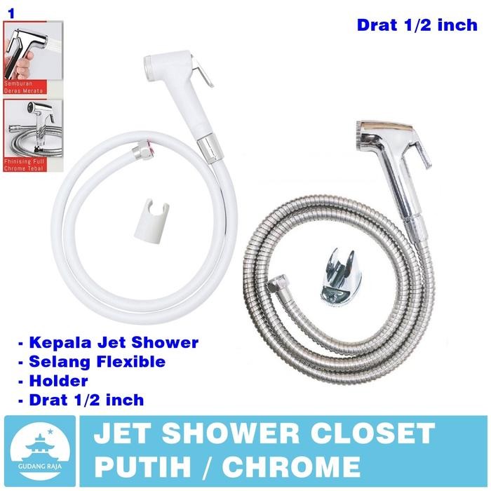 Jet Shower Closet Bidet Toilet Sitting Set White Chrome Washing Spray ...