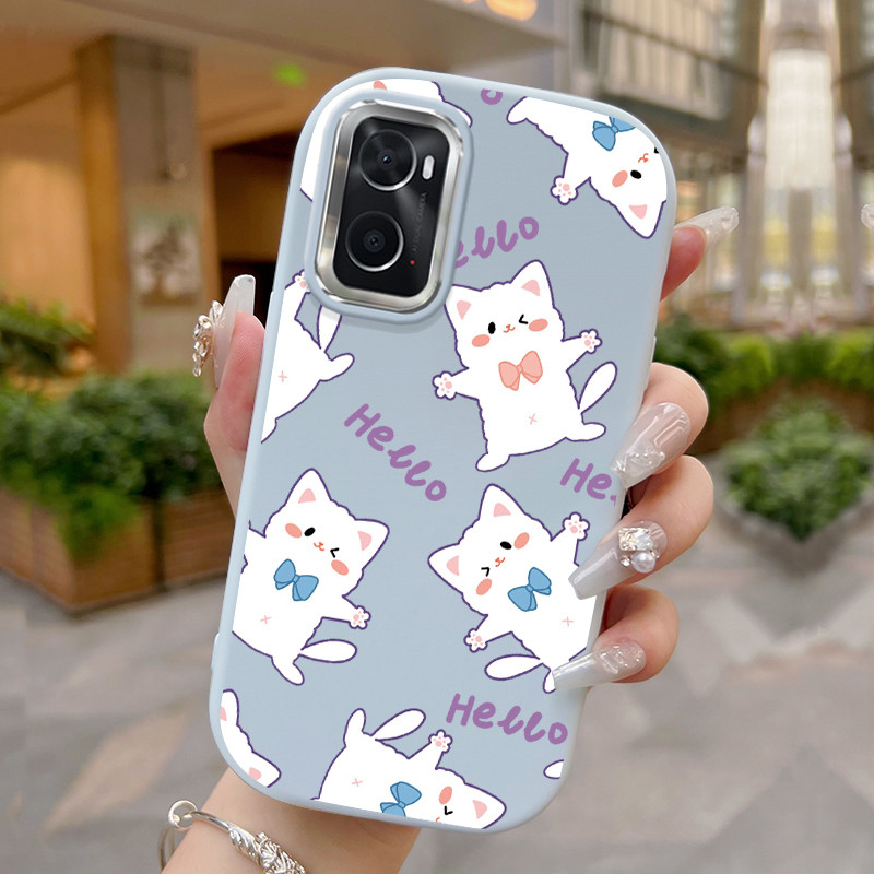 Hp Casing For OPPO A36 A76 A96 4G Case Cute White Cat Casing Elastic ...