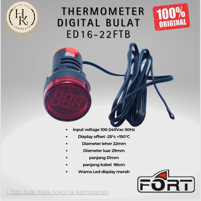 Digital Panel Thermometer E16-22Ftb Fort 22Mm -25+150C Round Ready to ...