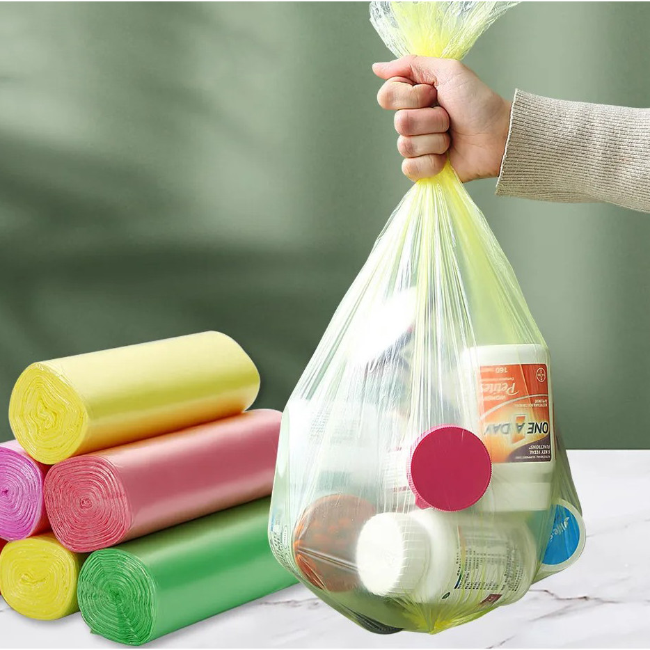 Disposable Plastic Trash Bag 5 Rolls Lkl 001 Multi Color | Shopee ...