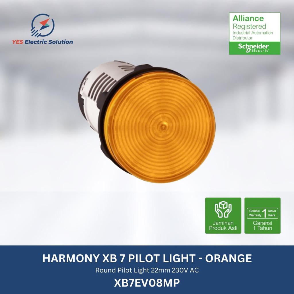 Schneider Round Pilot Light 22mm LED 230V AC Orange - XB7EV08MP ...
