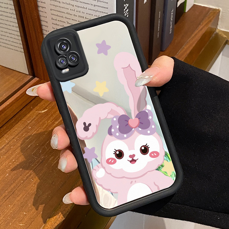 MERAH Casing Hp For VIVO V20 VIVO V20 Pro Case Cute Pink Rabbit Mirror ...