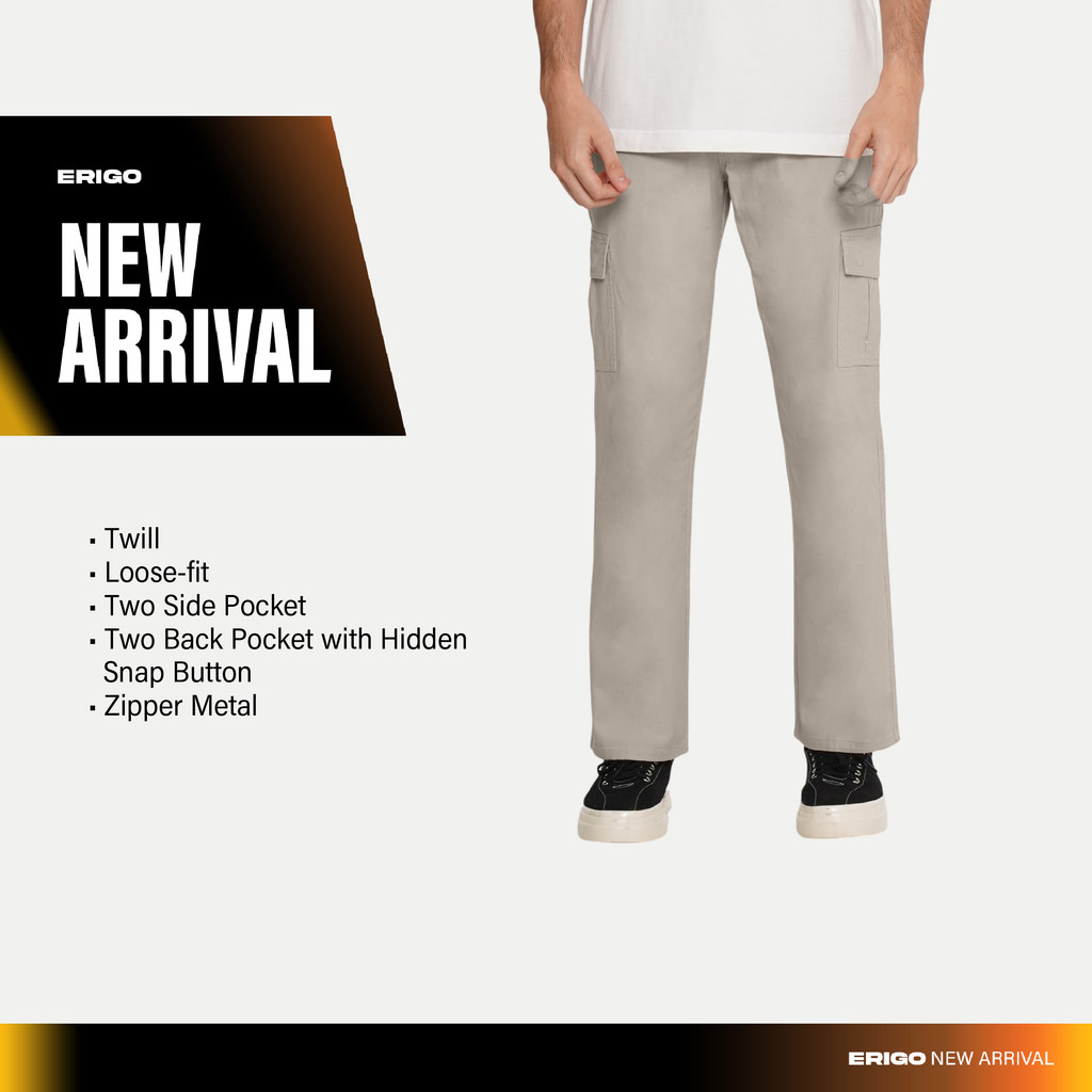 Erigo Cargo Pants Breckan Khaki - Unisex Cargo Pants | Shopee Philippines