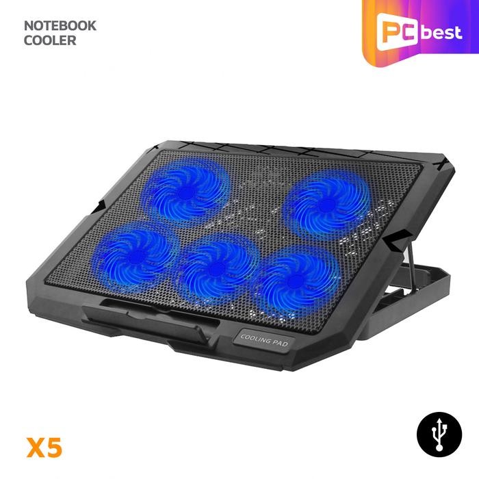 Notebok Cooler X5 (5 Fans) Cooling Pad X5 Led Gaming Cooler Pad Laptop ...