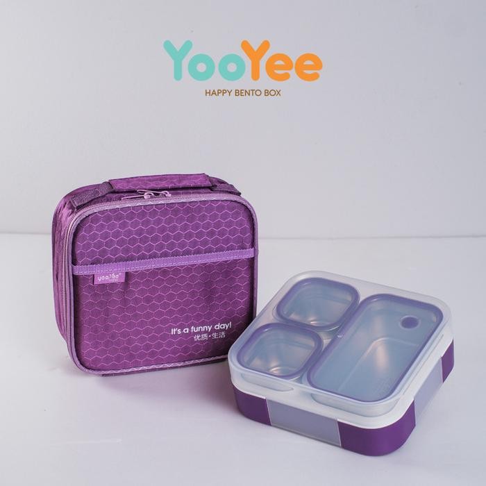 Yooyee Stainless steel Lunch Box 3 Compartments Set with Bag 635 ...