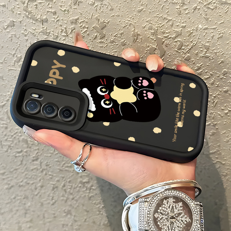 MATA HP Casing OPPO A16 OPPO A16s OPPO A54s Case Cute Black Cat Pattern ...