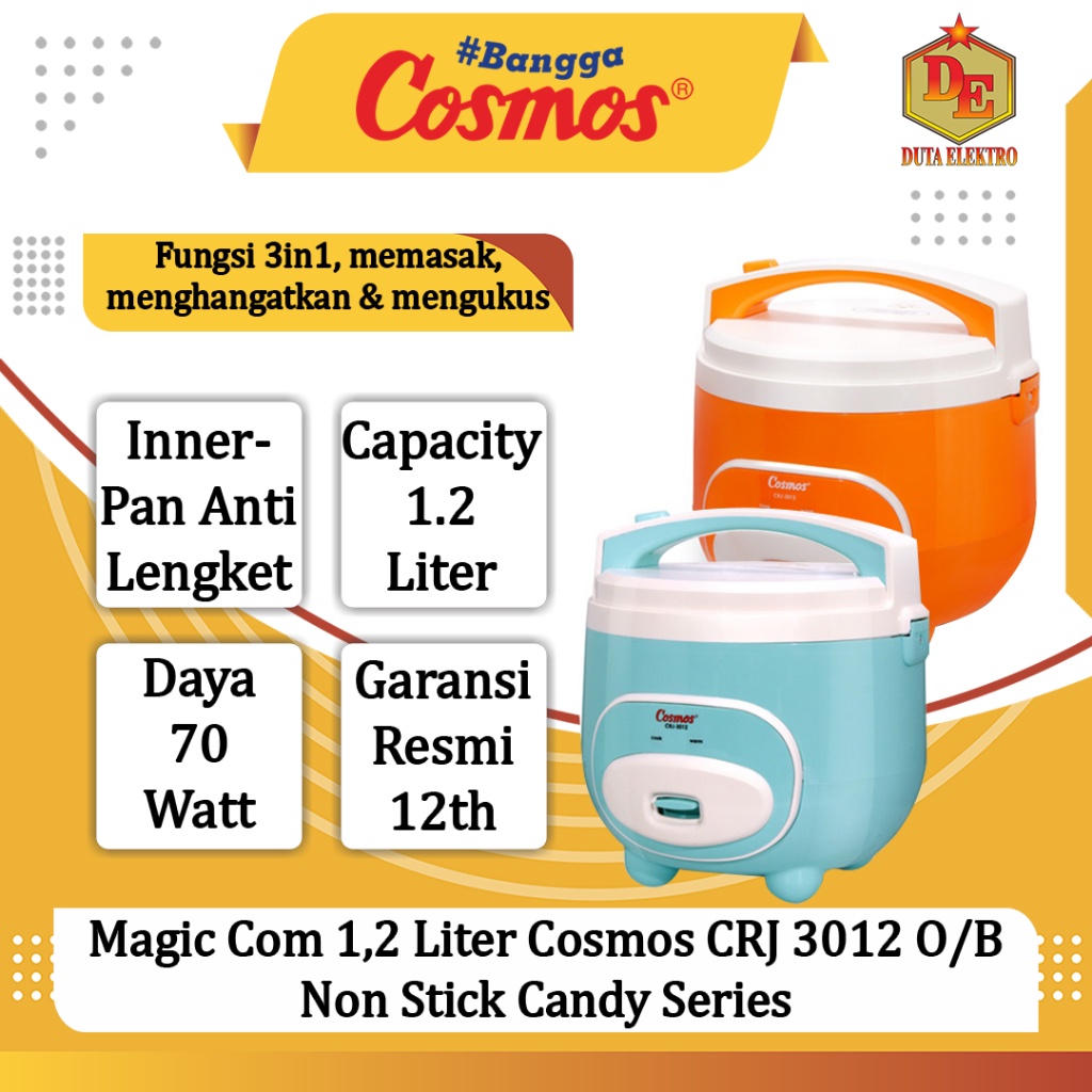 Magic Com 1,2 Liter Cosmos CRJ 3012 OB Non Stick Candy Series | Shopee ...