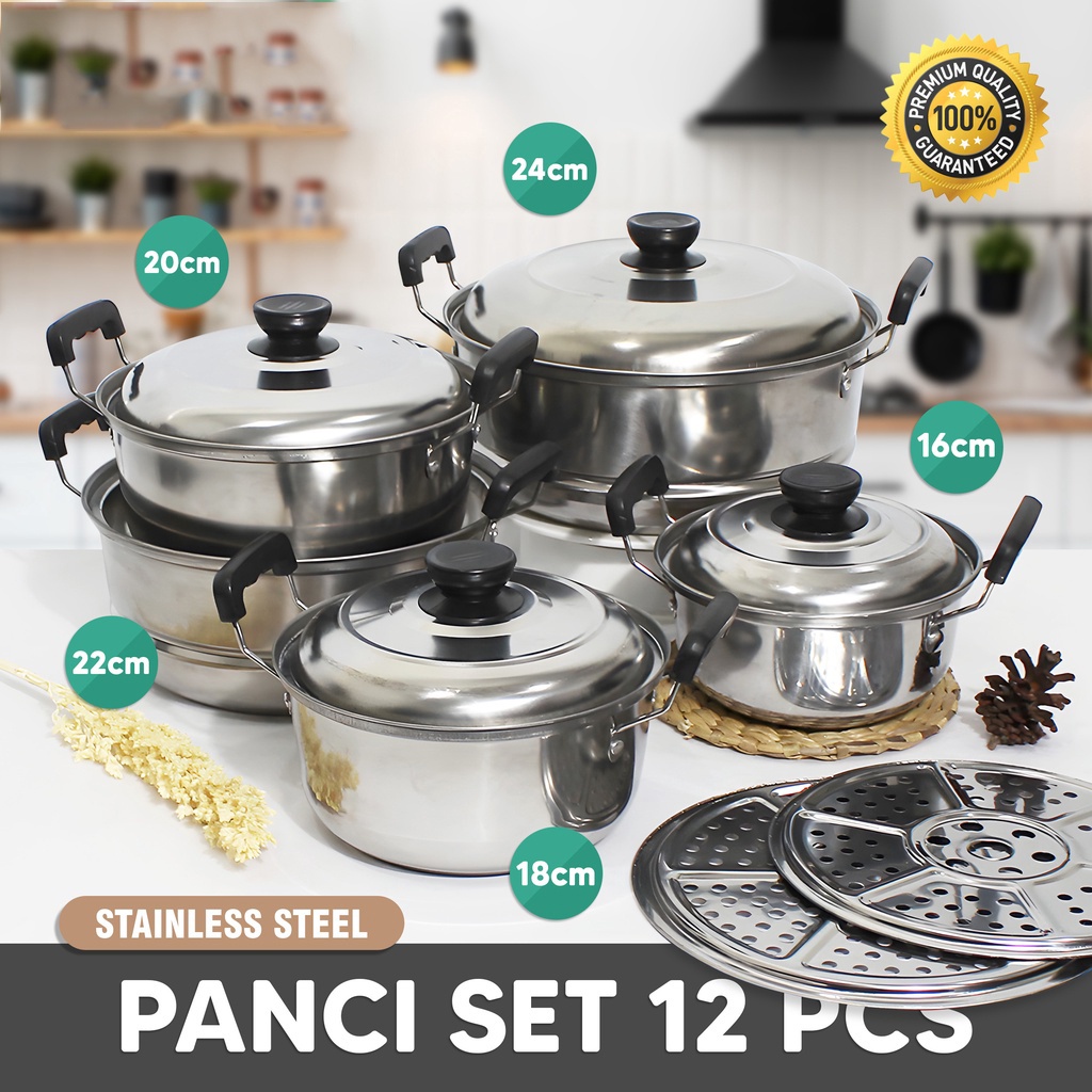 CLEARING WAREHOUSE STREAMER PAN SET 12PCS STAINLESS STEEL / COOKING POT ...